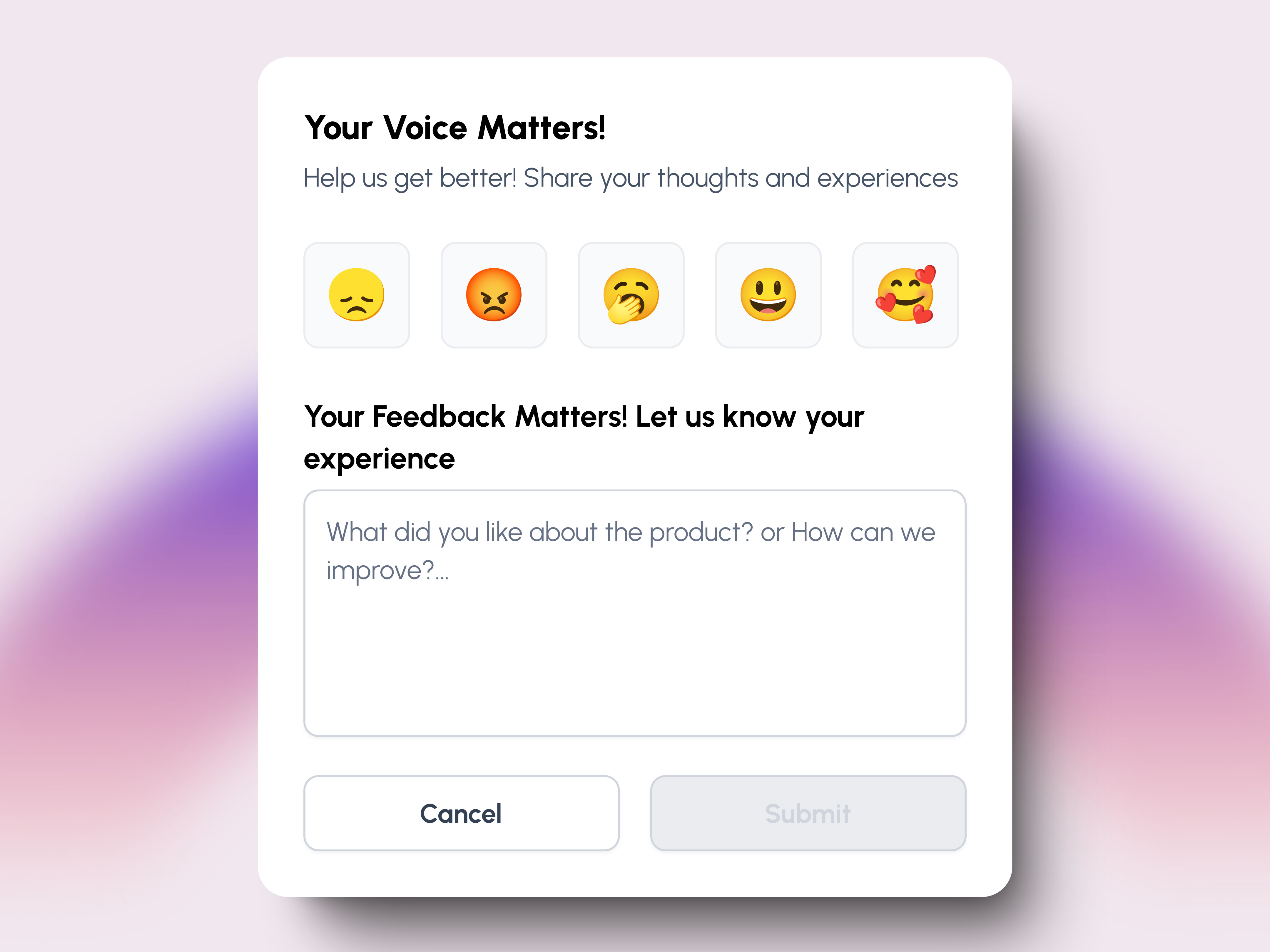 Feedback Form UI Design by Benjamin Ablade on Dribbble