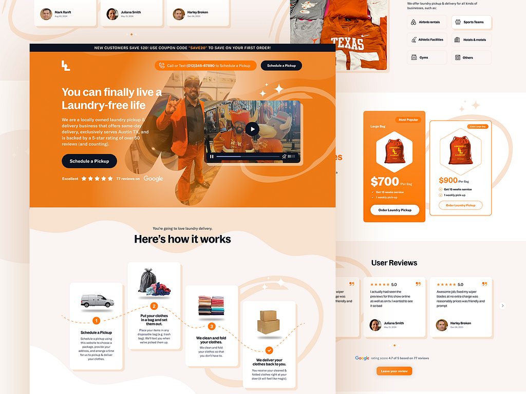 Laundry Web Page Design by Tonmoy Kamroker on Dribbble