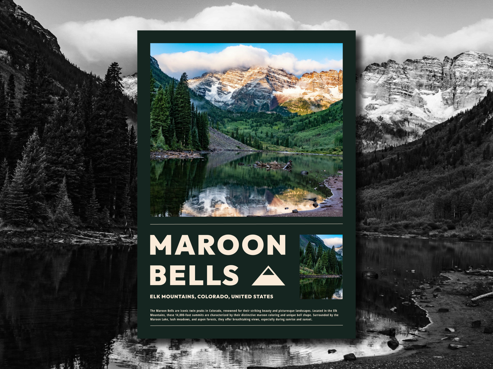 Maroon Bells Mountain Peaks - Poster Design by Scott Ostrander on Dribbble