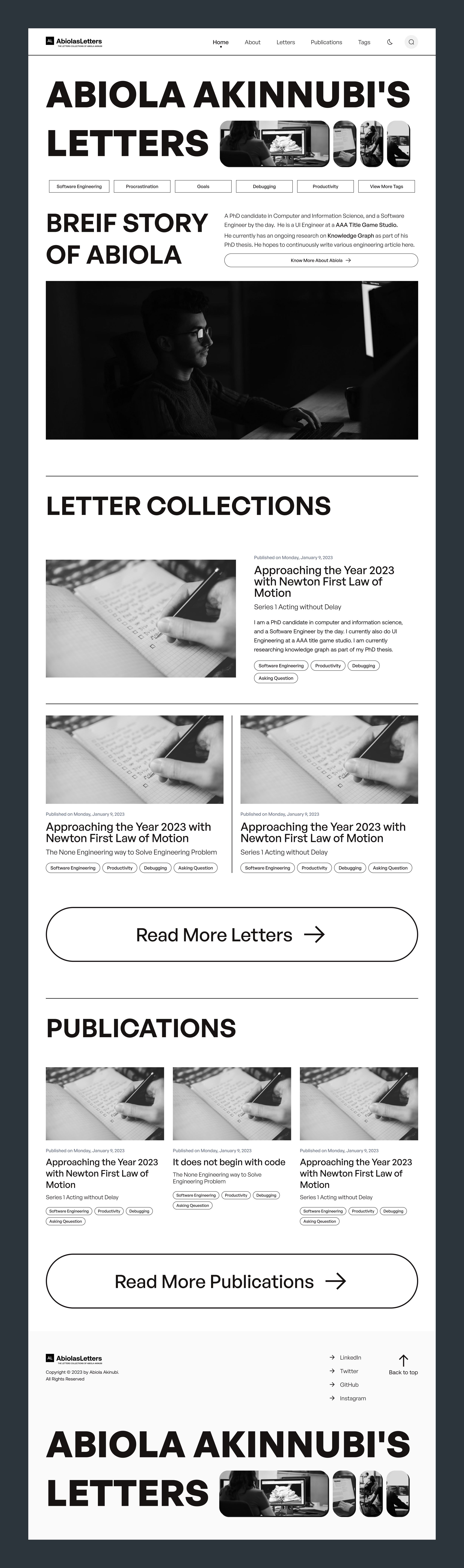 Abiolas Letters - Home Landing Page by Ayomide Ogunlade | OTT, E-Commerce, Edtech & AI on Dribbble