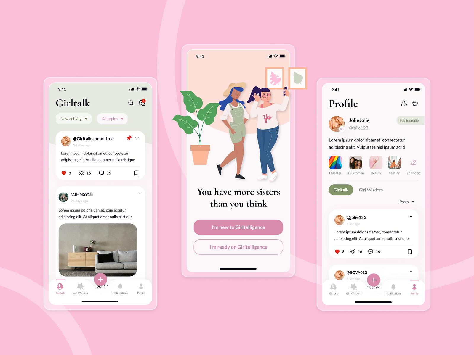 Girltelligence - Women Social Mobile App Design by Capi Product for ...