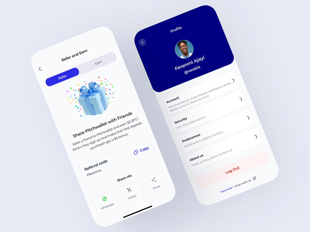 Referral & Profile UI Design Screen by Oluwaferanmi Ajayi on Dribbble
