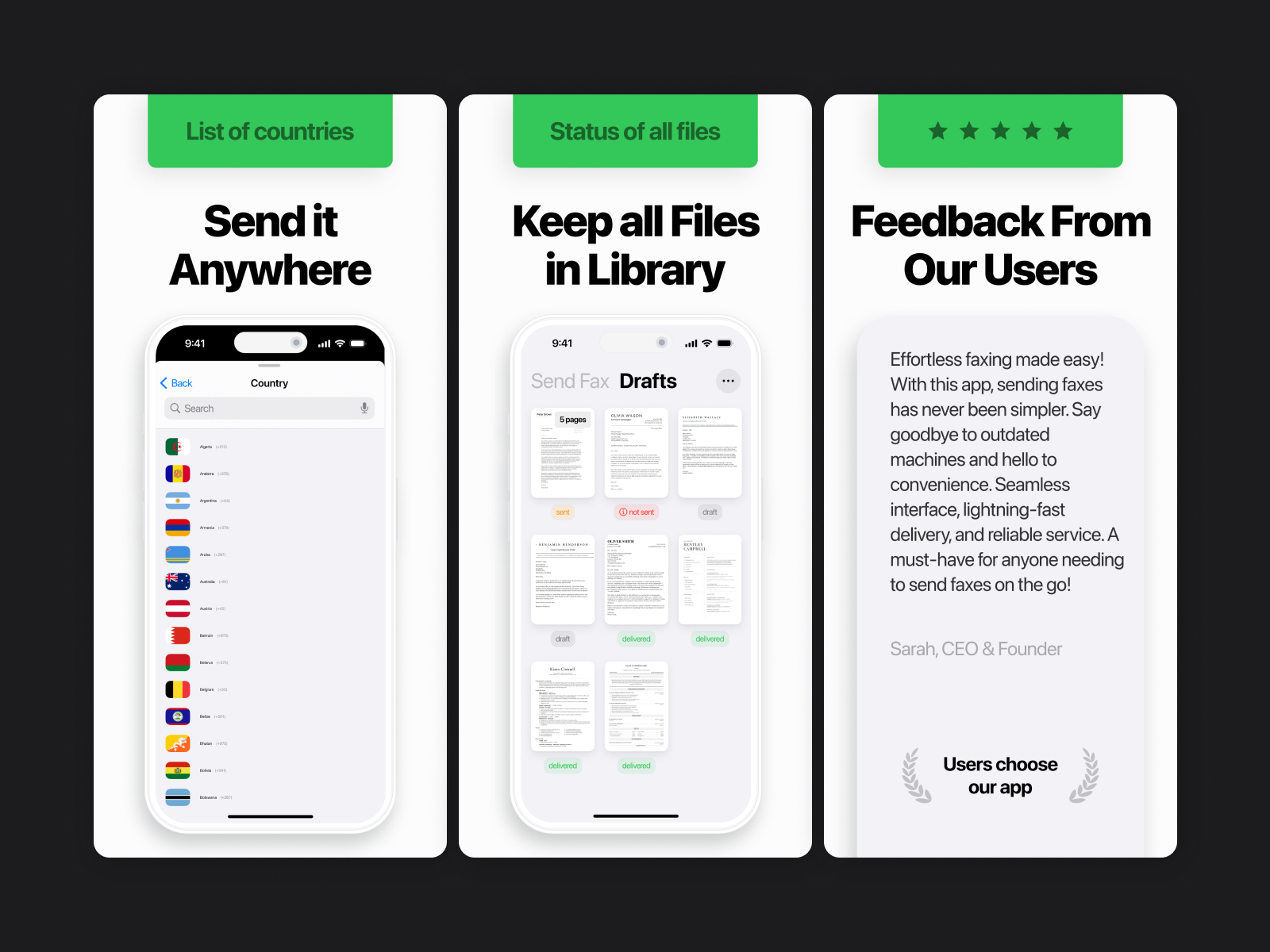Screenshots for Fax App by Aleksandra for crew 7™ studio on Dribbble
