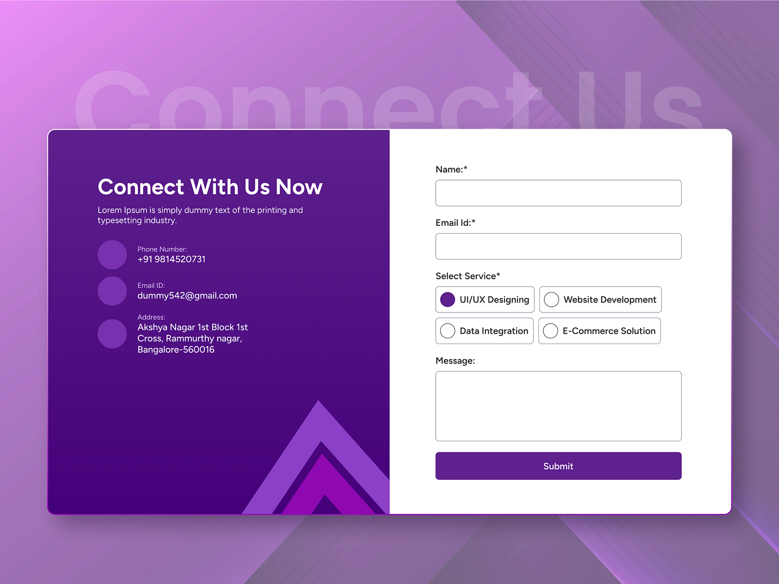 Contact Us Form Design by Nidish LLC on Dribbble
