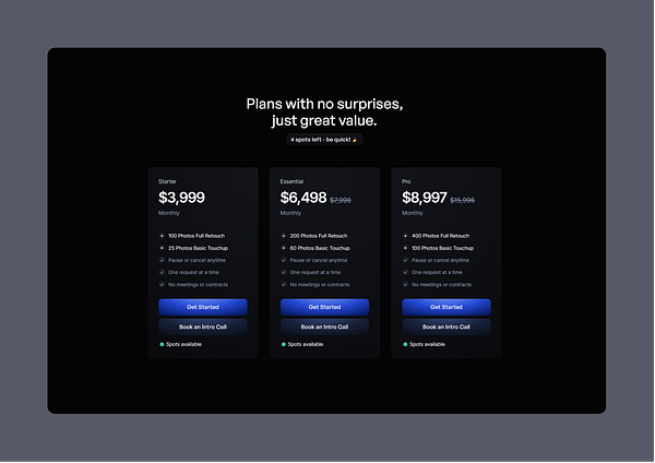 Pricing section UI by Chirag Madhu | Designs By Chirag on Dribbble