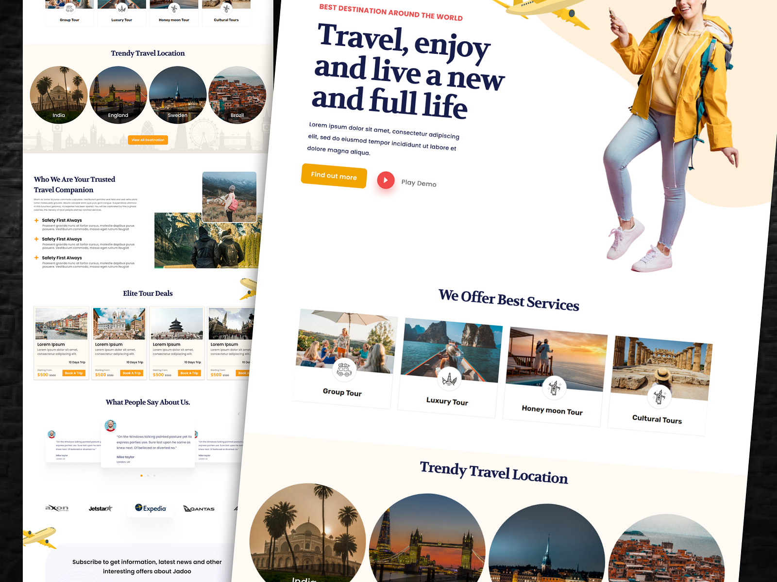 Travel Website Template by i-Quall Infoweb on Dribbble
