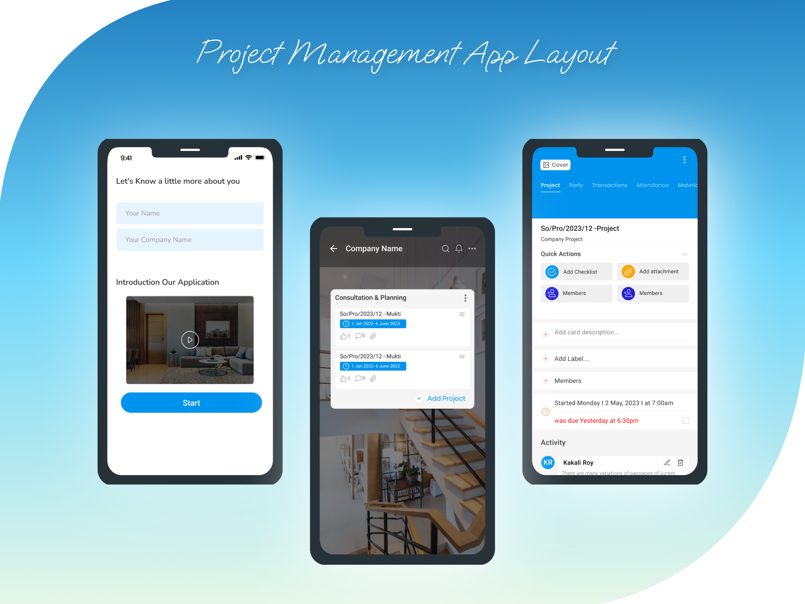 Project Management Mobile App Layout by Susmita Patra on Dribbble