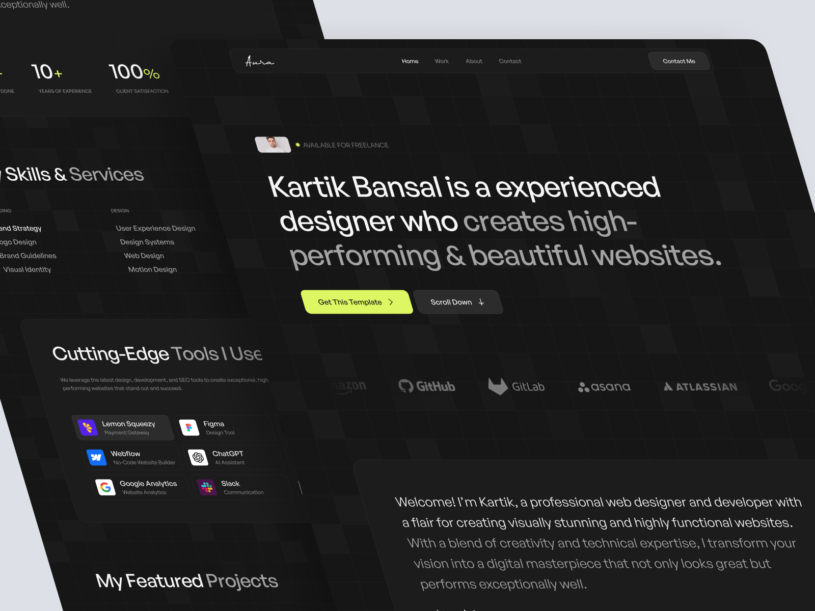Aura - Personal Website Portfolio by Designflow Agency on Dribbble