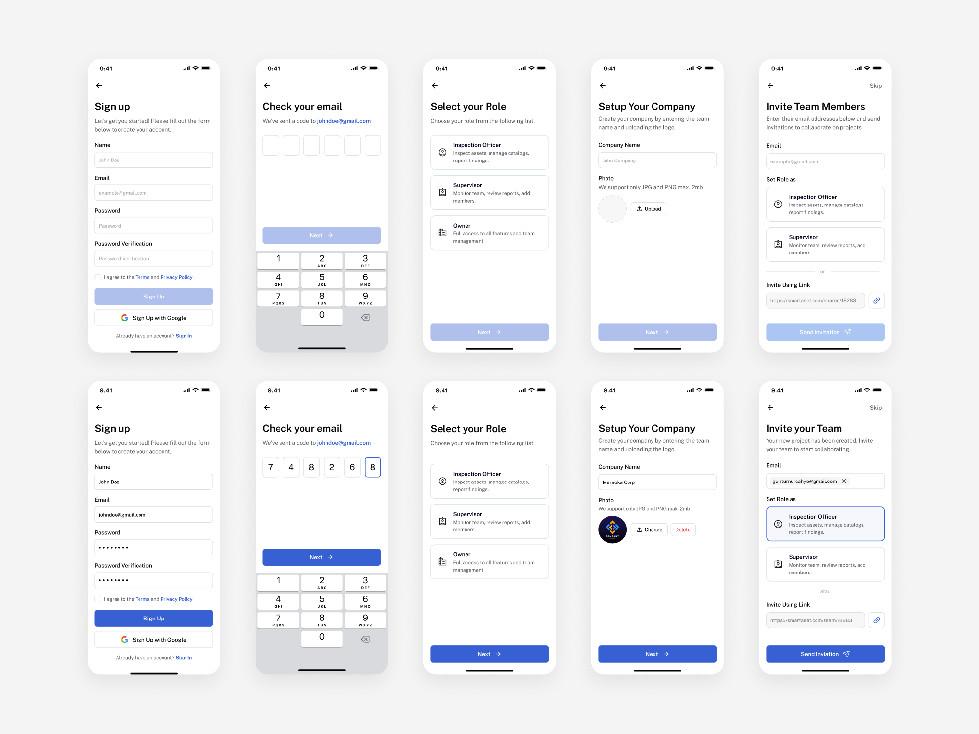 Sign Up Flow Design - Inspection App by Rahmat Kholis on Dribbble