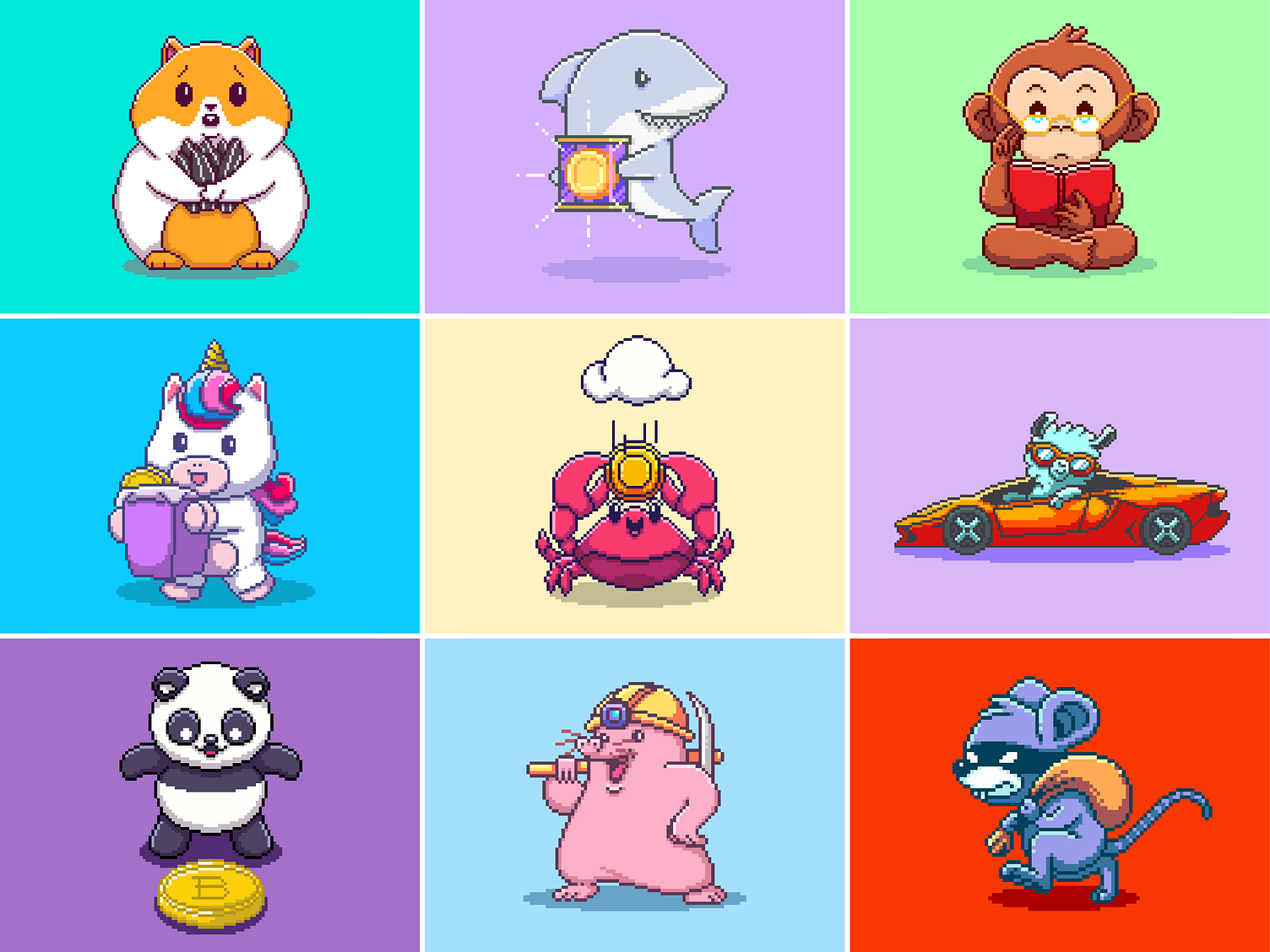 Random Animals Pixel Art🐵🦀🦈 by catalyst on Dribbble