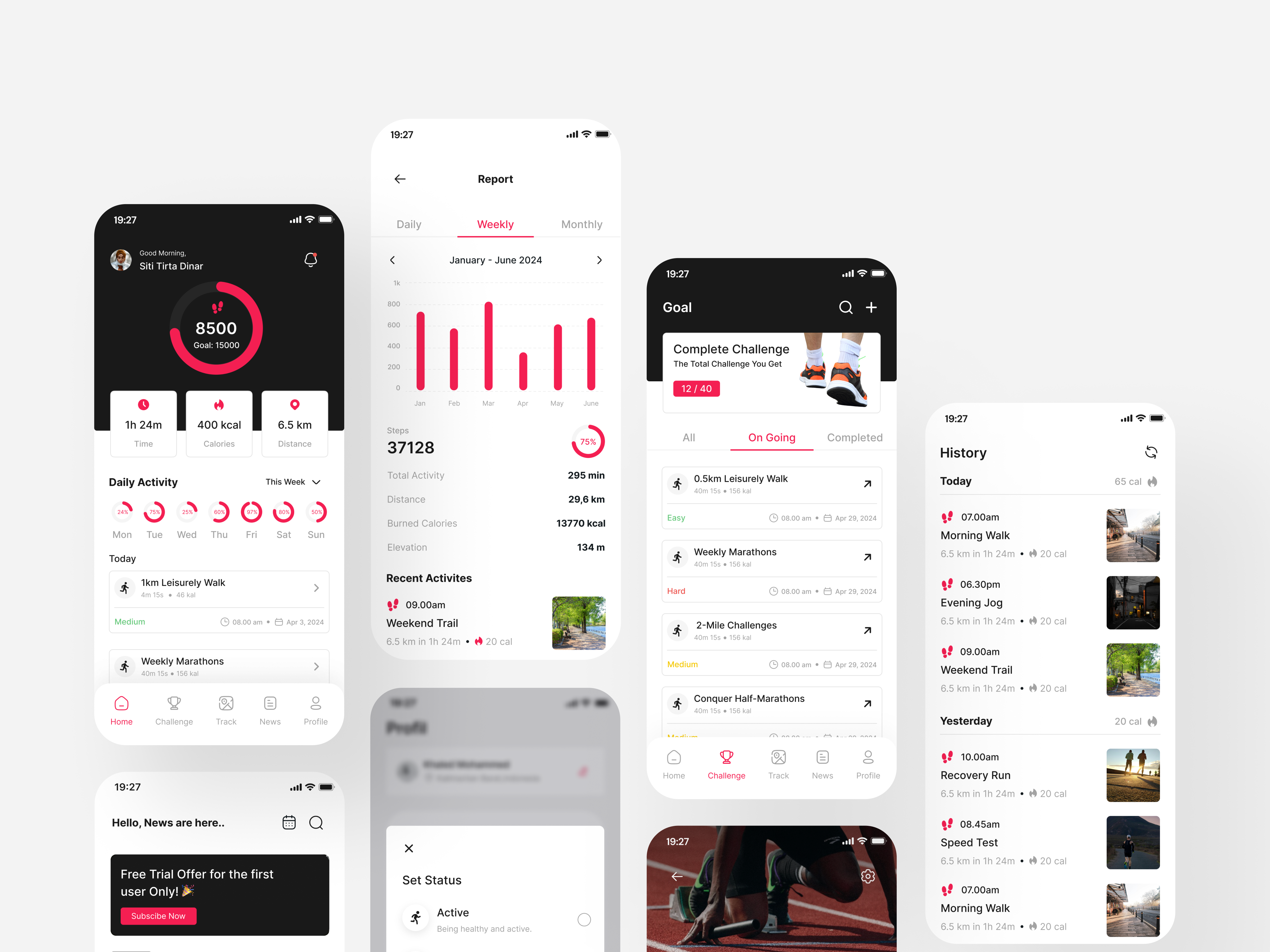 Step Tracker App UI Kit by Siti Tirta Dinar for Enver Studio on Dribbble