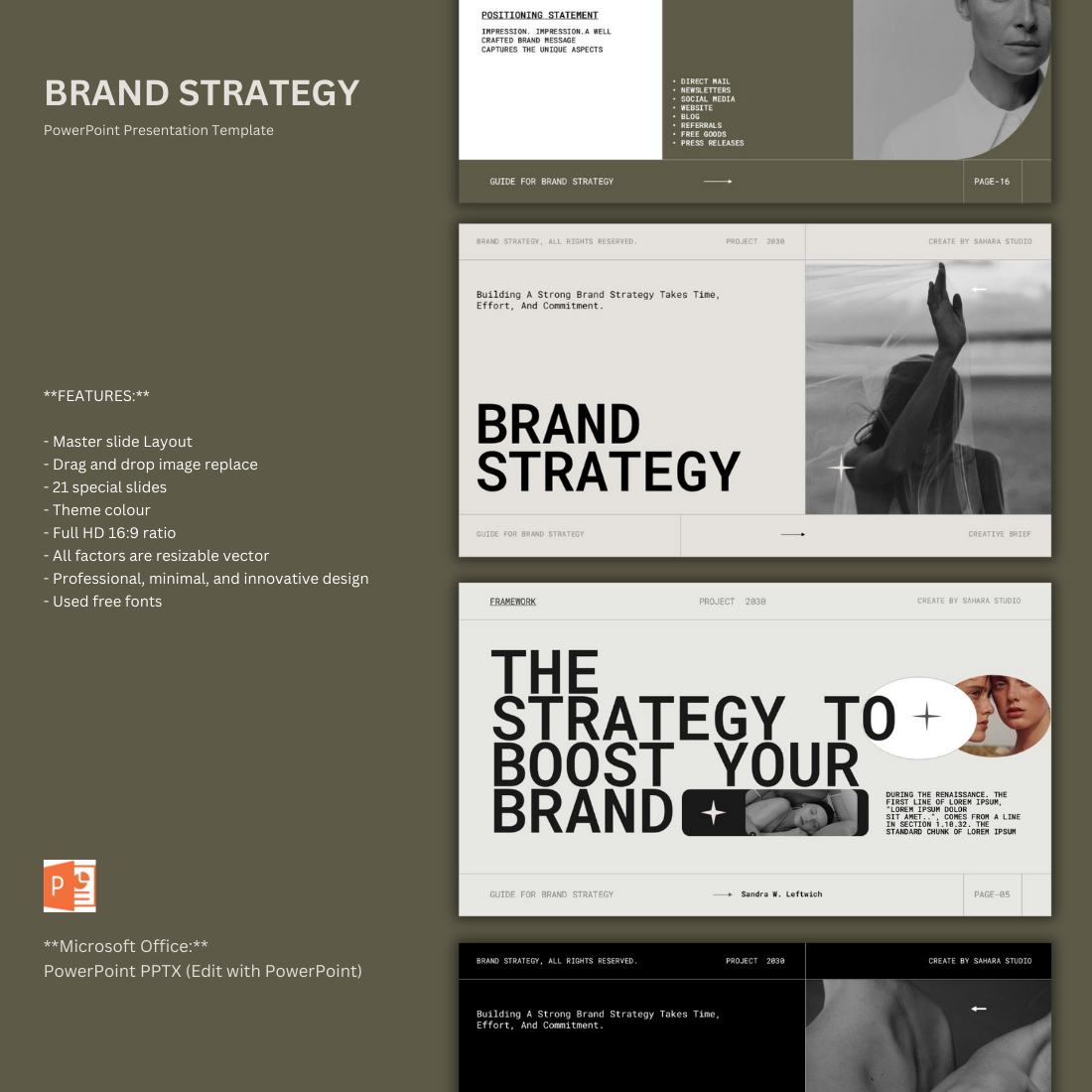 Brand Strategy Powerpoint Presentation Template By Sahara Studio On