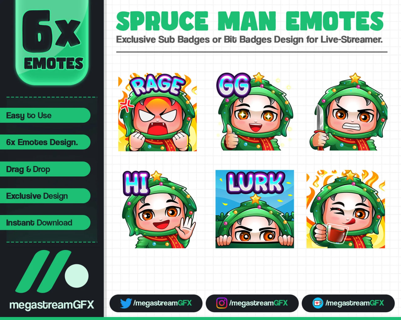 6x Spruce Stream Man Emotes by MegastreamGfx on Dribbble