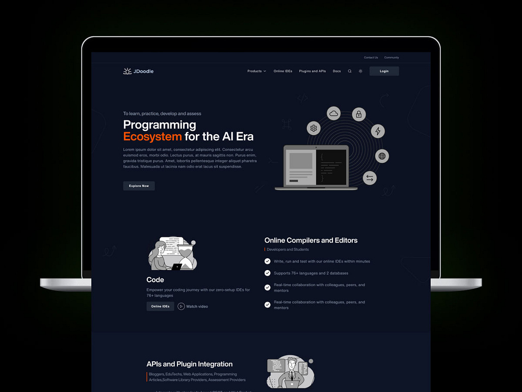 Modern IDE Website UI Design with Light & Dark Mode | UX/UI by Md ...
