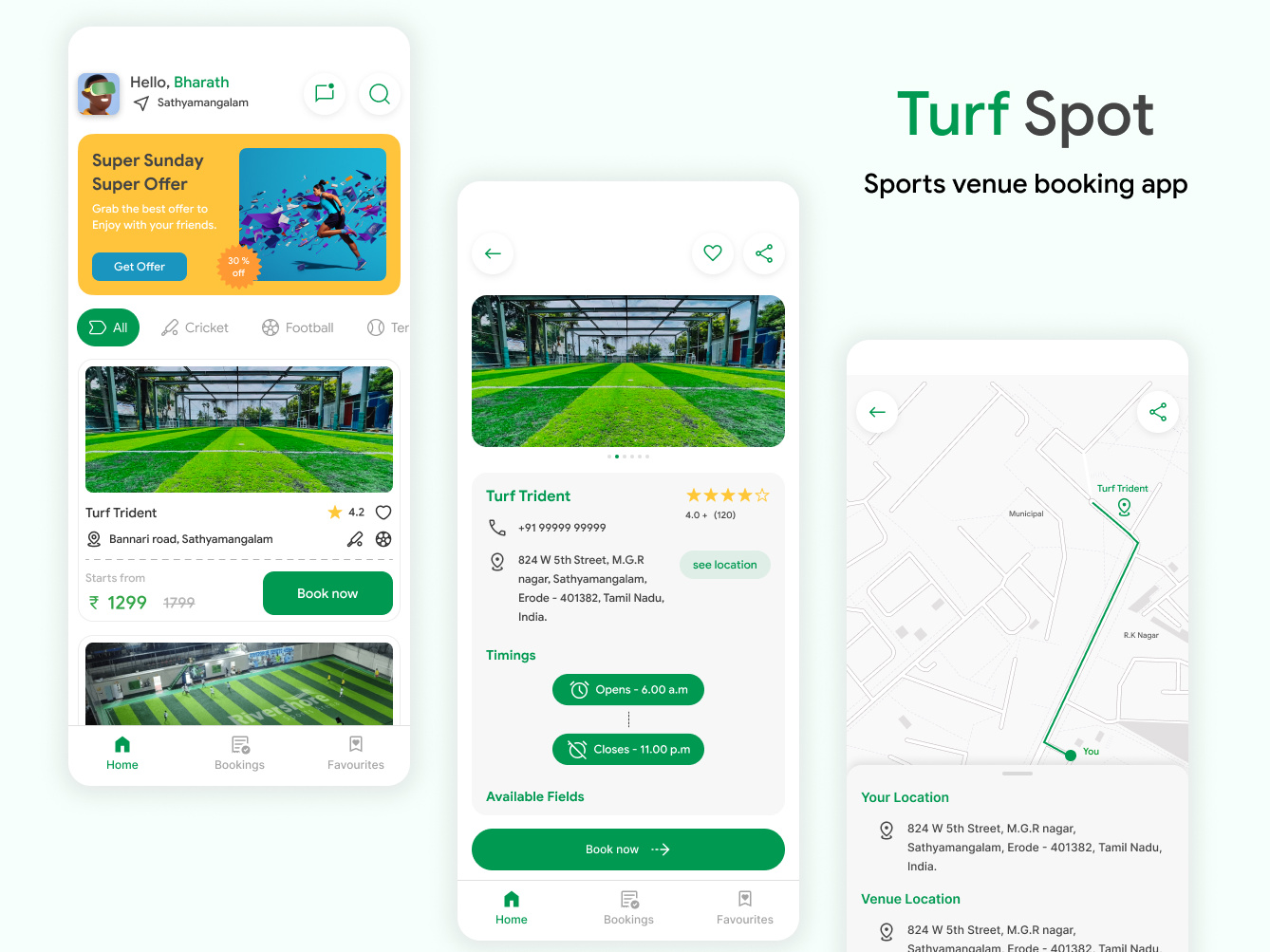 Turf Spot (Sports venue booking app) by Bharath Raj on Dribbble