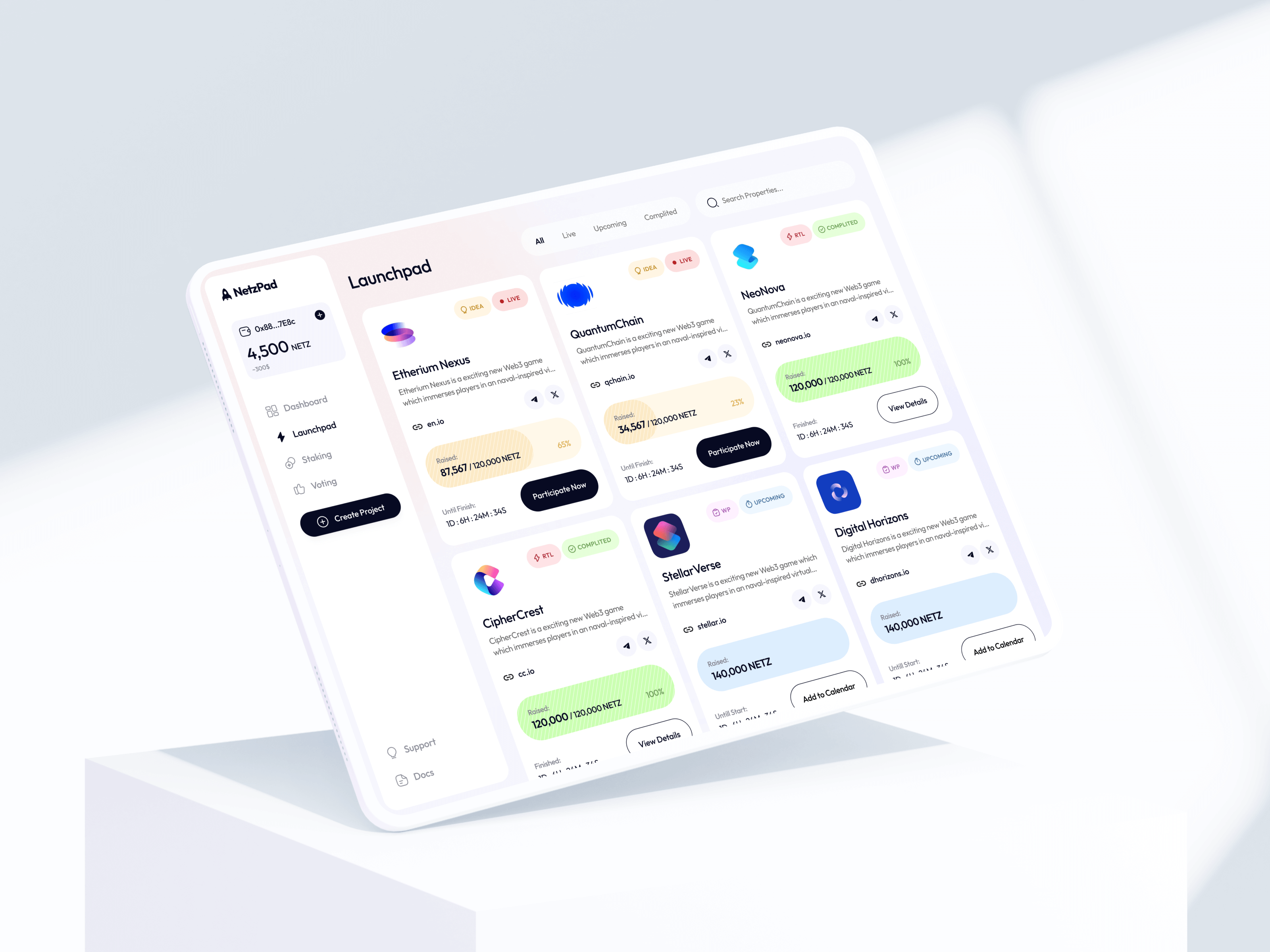 Web3 Launchpad | Product Design by Vlad P | Sr. UX/UI designer on Dribbble