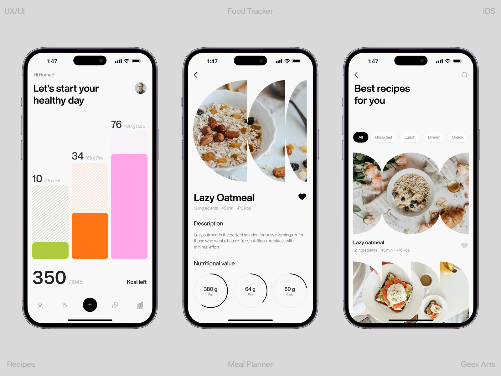 Food Tracker Concept App by Maria Makova for Geex Arts on Dribbble