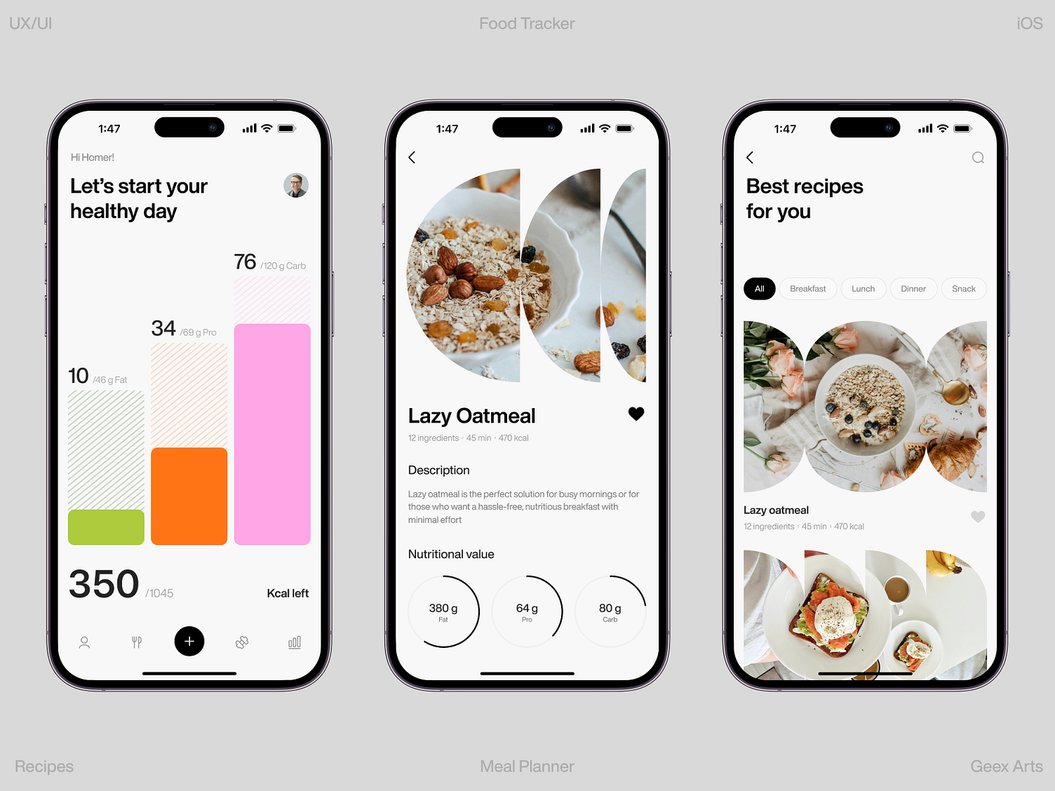 Food Tracker Concept App by Maria Makova for Geex Arts on Dribbble