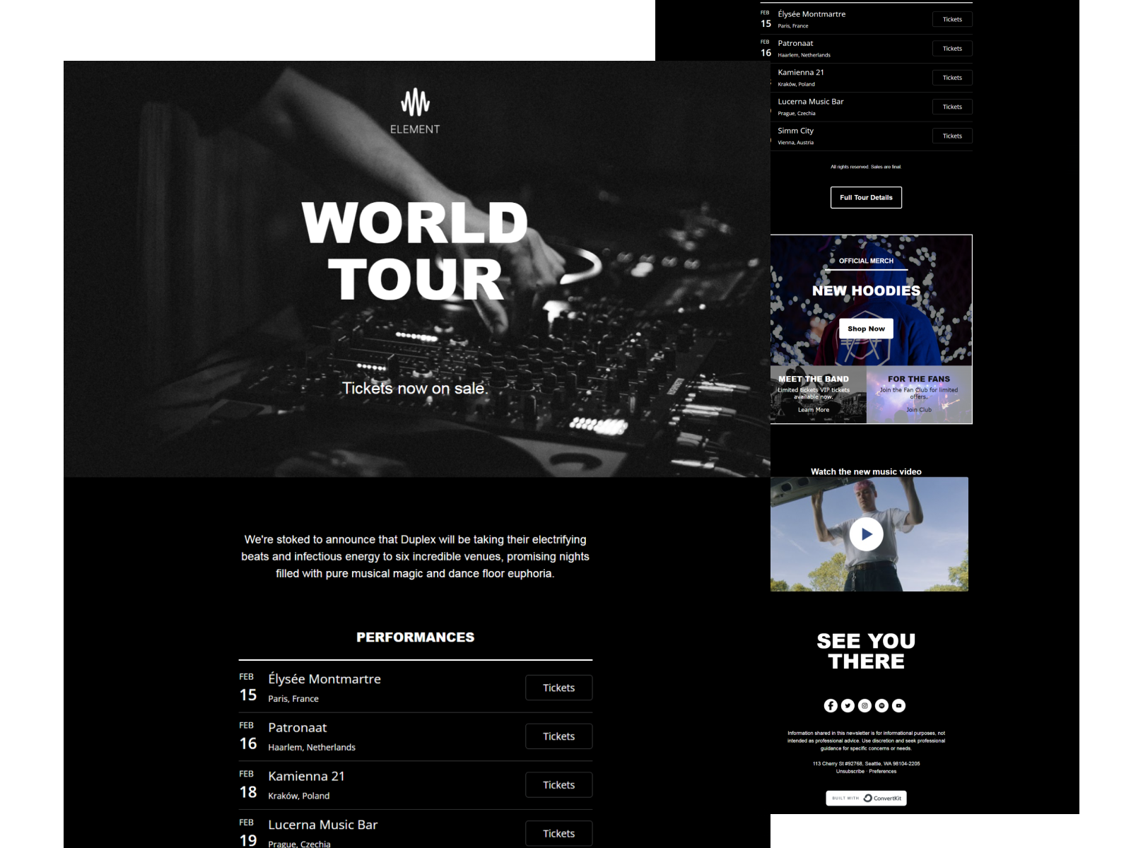 Tour Dates Email Design by Cobus Bester on Dribbble