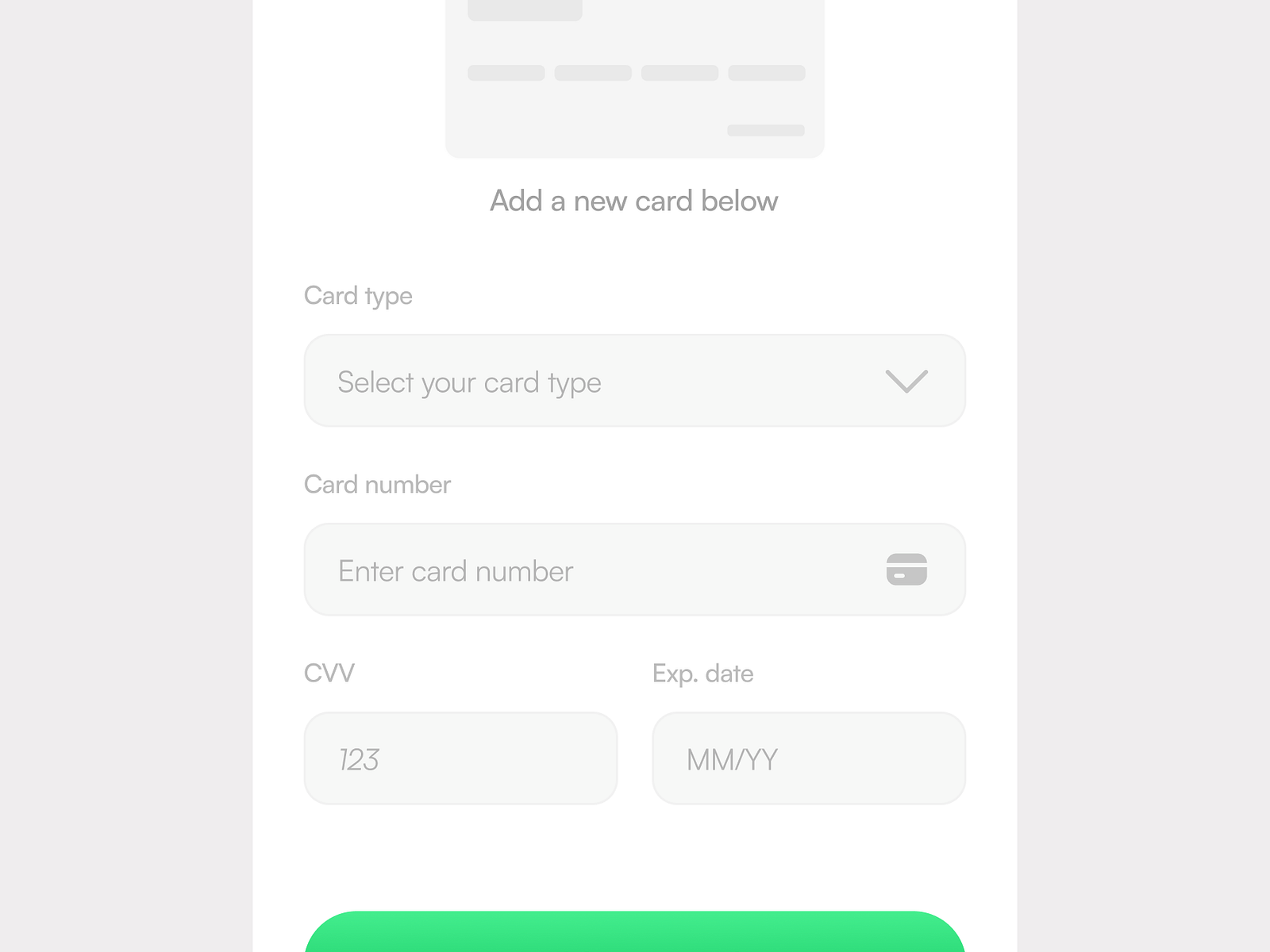 Add card modal by Jelil Ajao on Dribbble