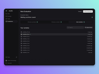 AI Prompt Evaluation UI by Kyle O'Hara for Bread on Dribbble