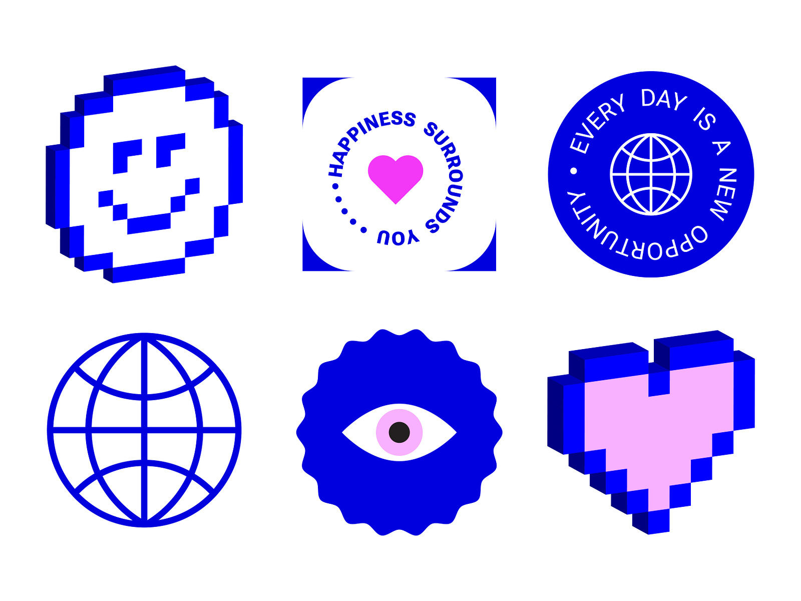 Set of Trendy stickers, Voxel art, Icons by Alisa Solomina on Dribbble