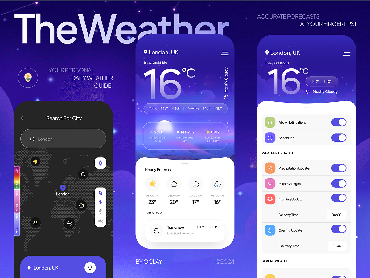 Weather App by Isabella Popescu for QClay on Dribbble