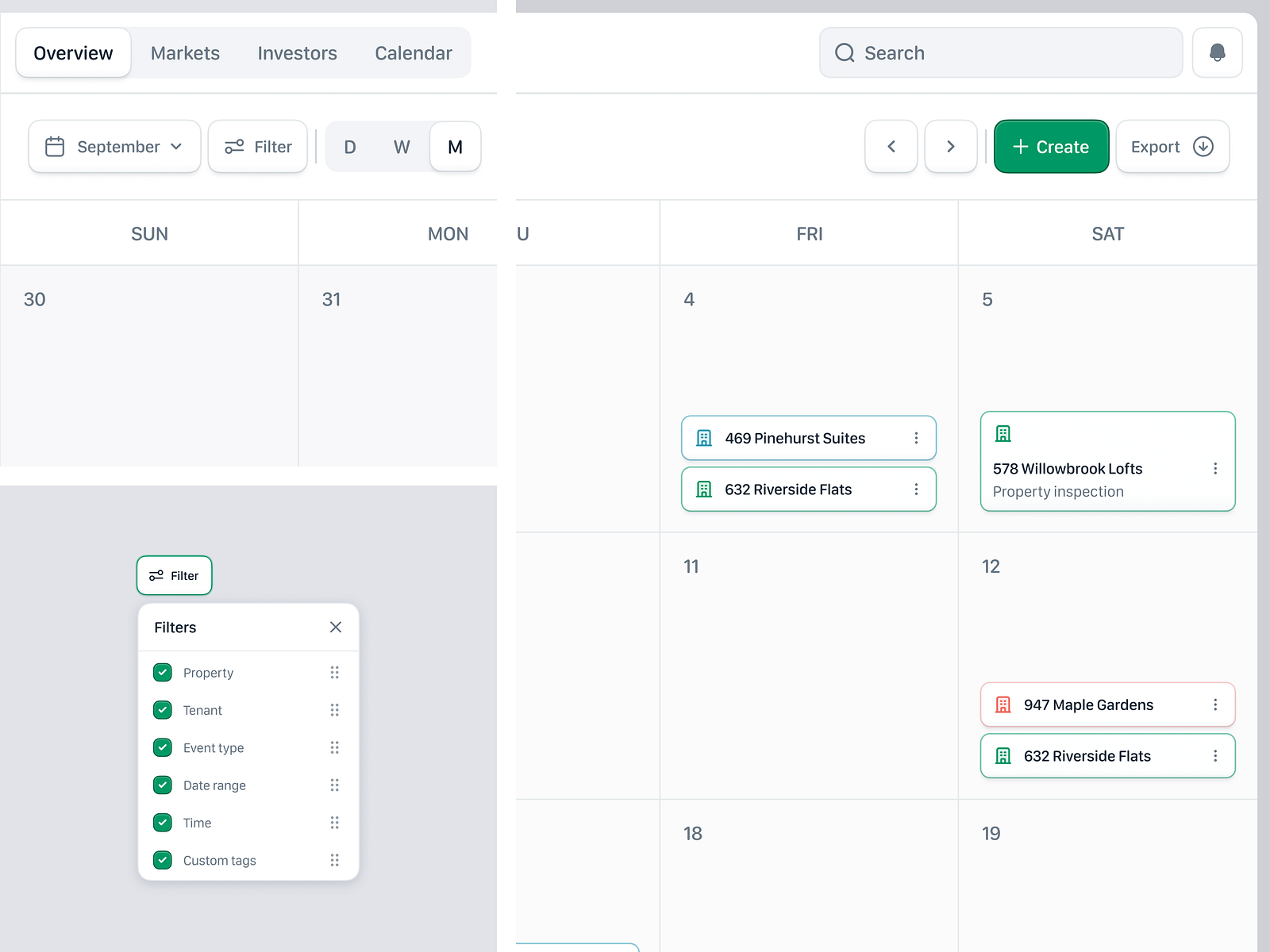 Propwise: Property Management Web App - Calendar Page 📆 by Choirul ...