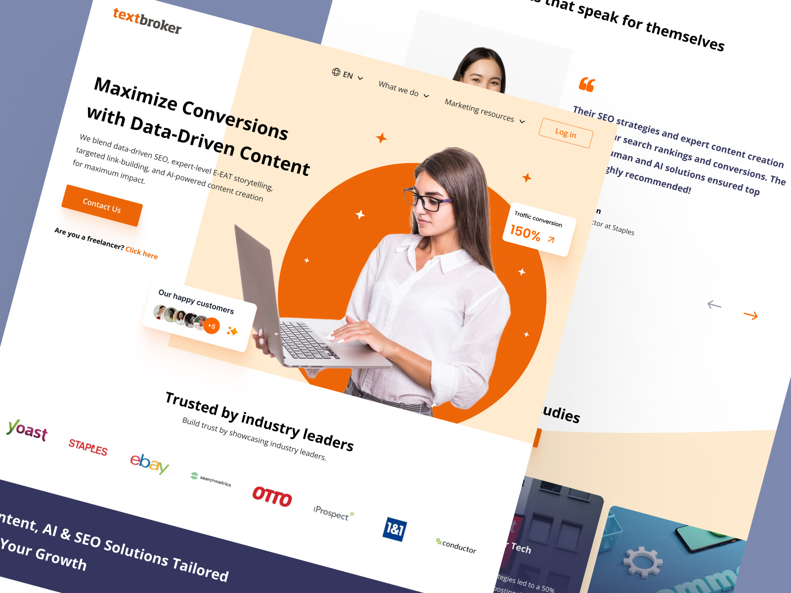 Textbroker: Landing page design by 7th Pillar Infotech on Dribbble