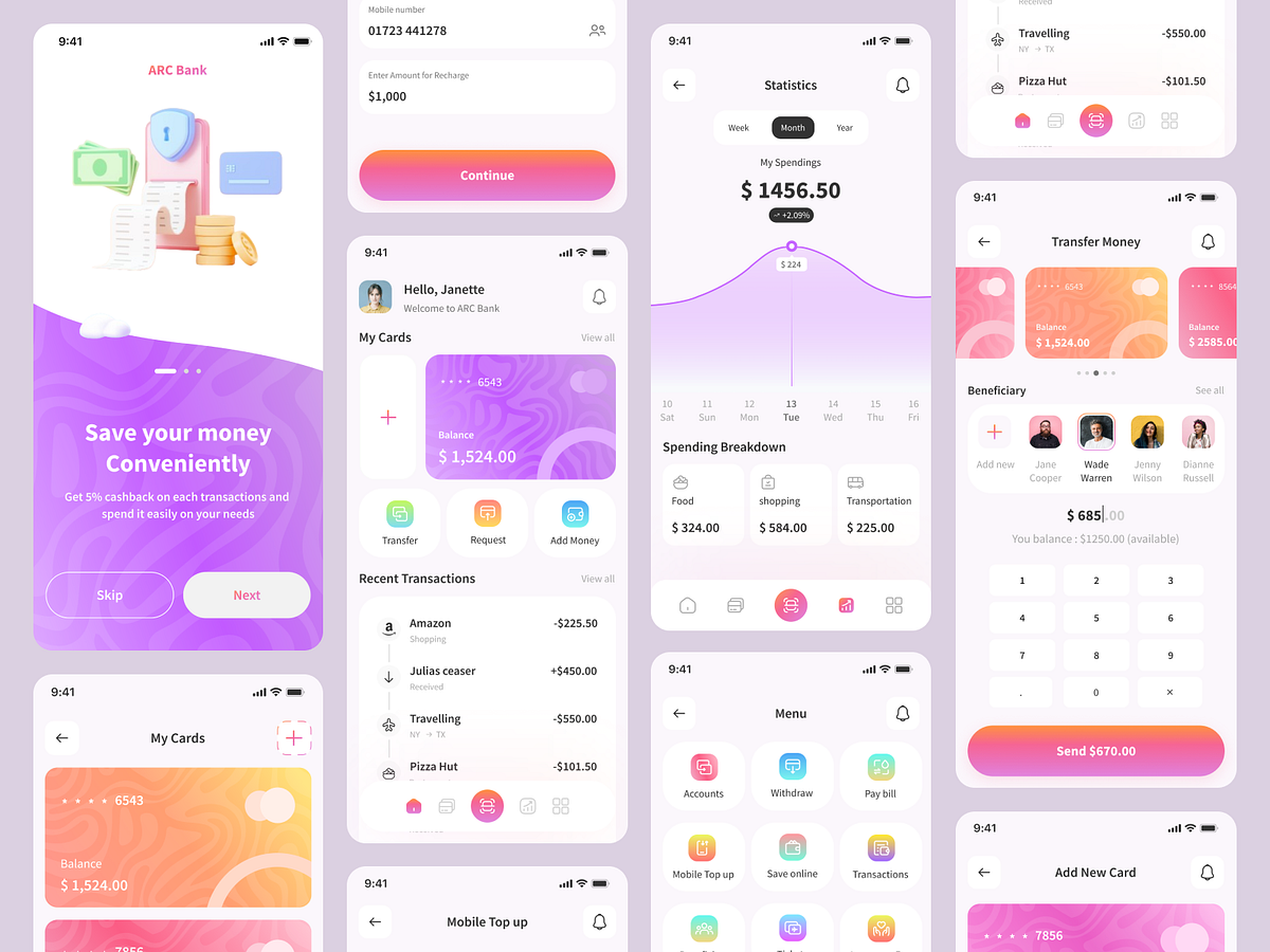 Mobile Banking App UI Kit by ARC Digital Agency on Dribbble