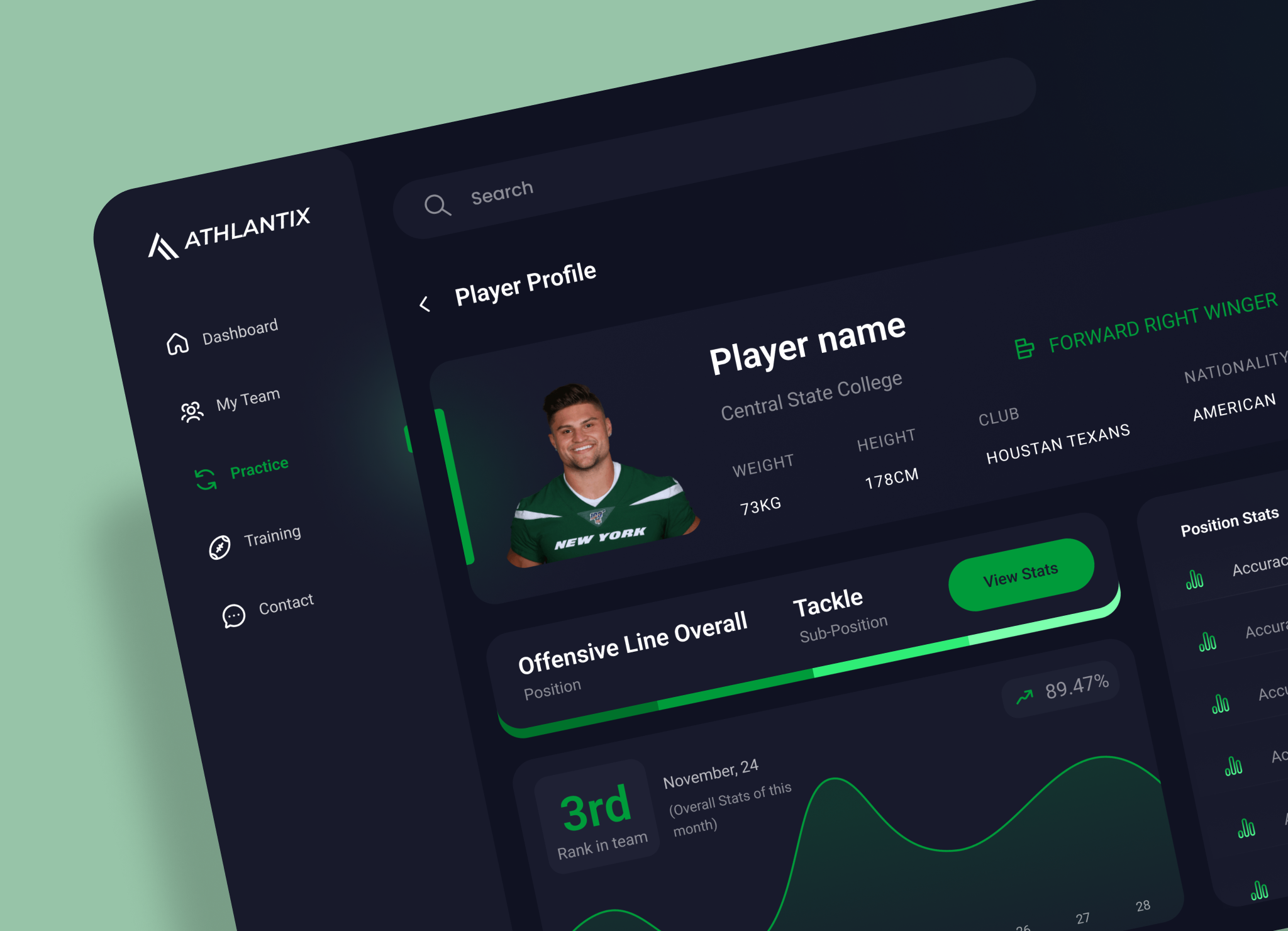 Player's Dashboard Design for Sports Analytics Platform by Axillio on ...