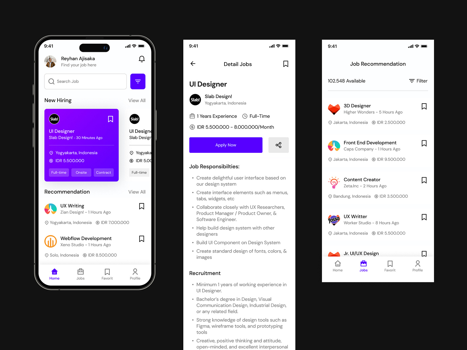 Job Seeker Home Screen Mobile App by Andri Prasetia for SLAB Design ...