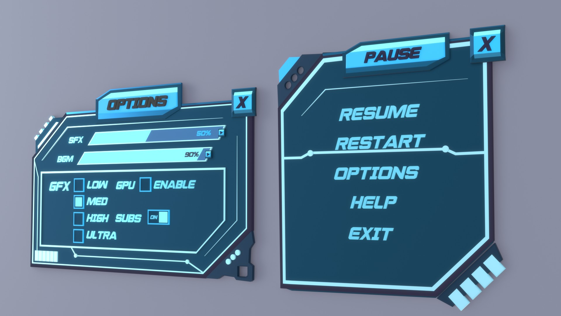 Experimenting 3D game UI done in Blender by TheRustyArt on Dribbble