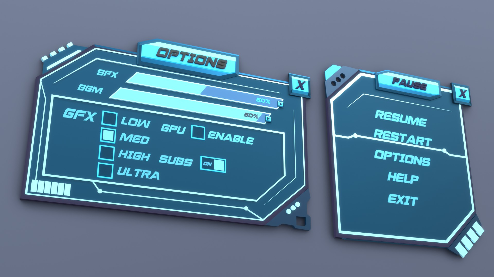 Experimenting 3D game UI done in Blender by TheRustyArt on Dribbble