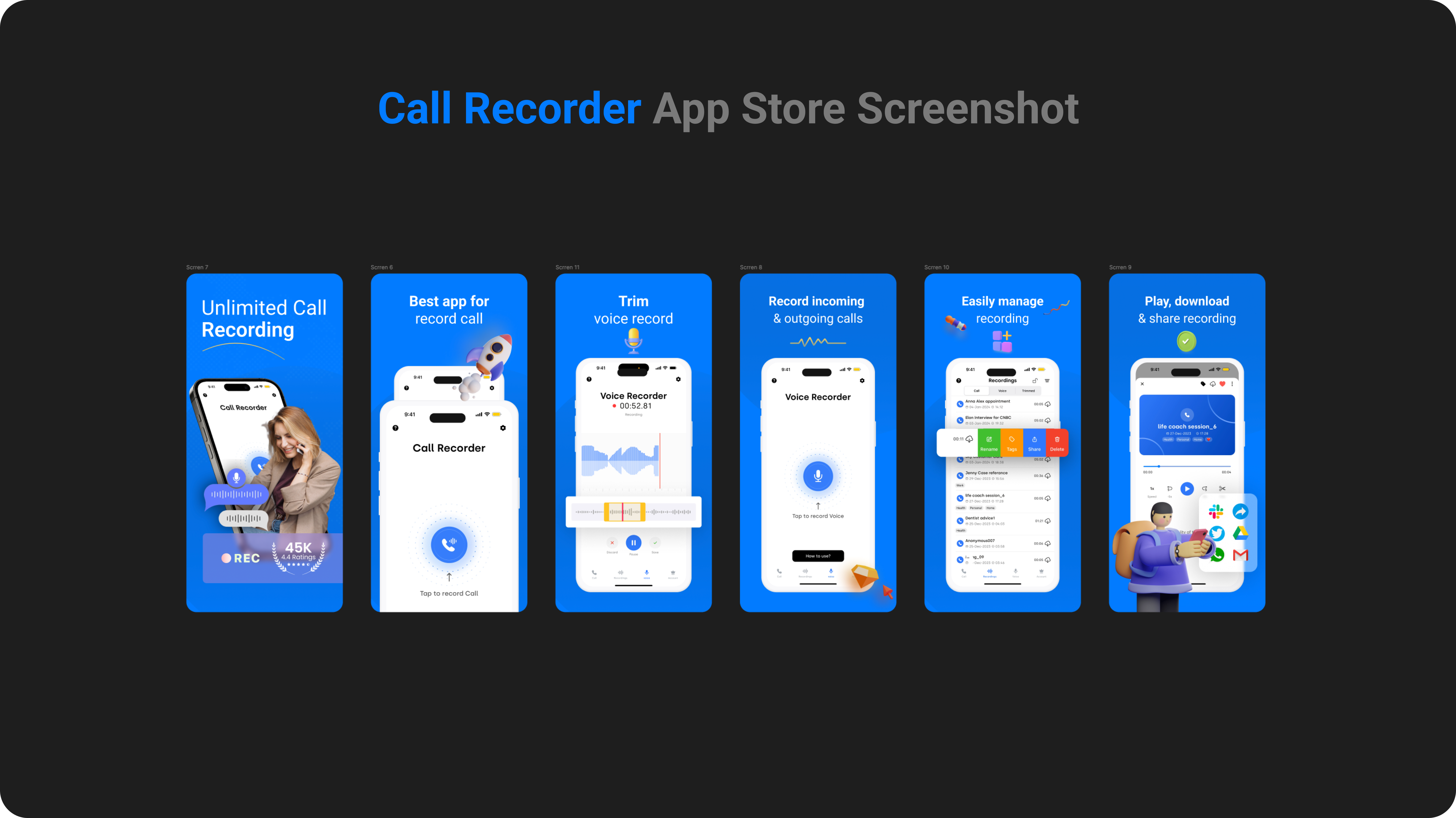 Call Recorder App Store Screenshot by Ehsan Moin → ️ Hire Now on Dribbble