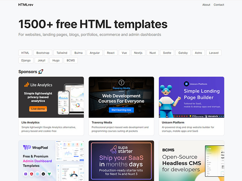 HTMLrev - free HTML website template library by Devluc on Dribbble