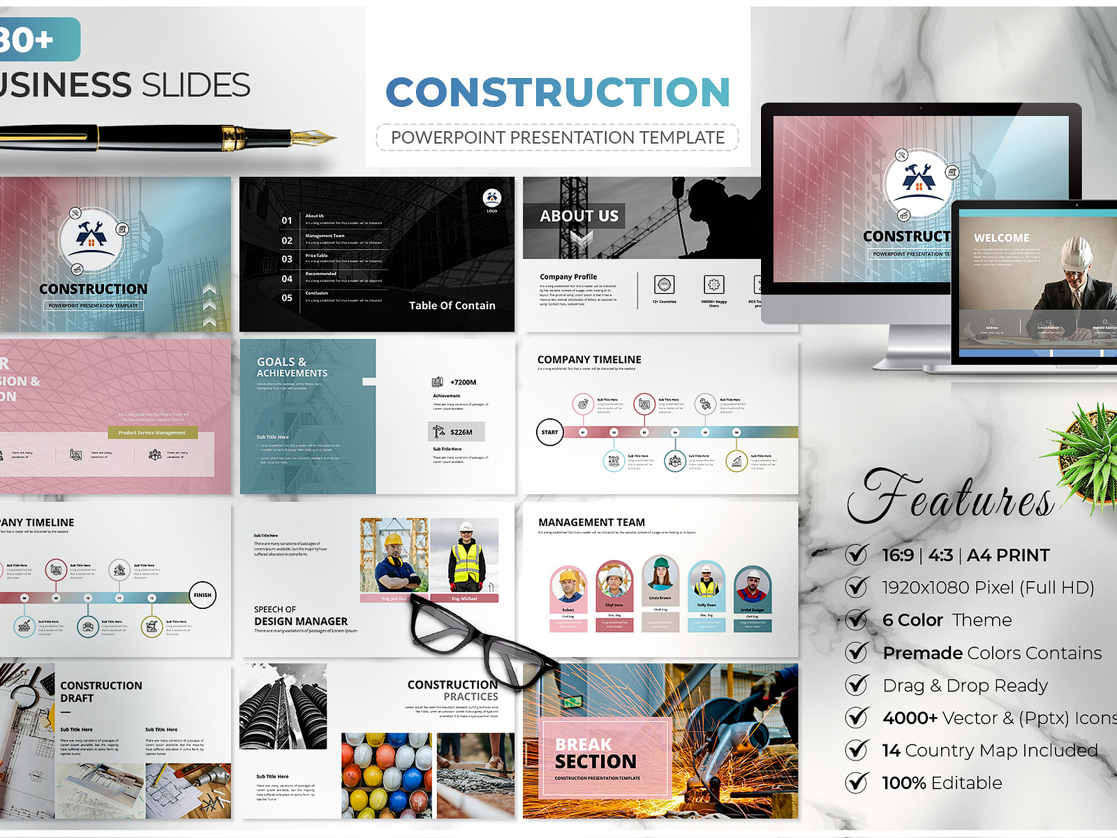 Construction PowerPoint Presentation Template by MUST GOLSANARA BEGUM ...