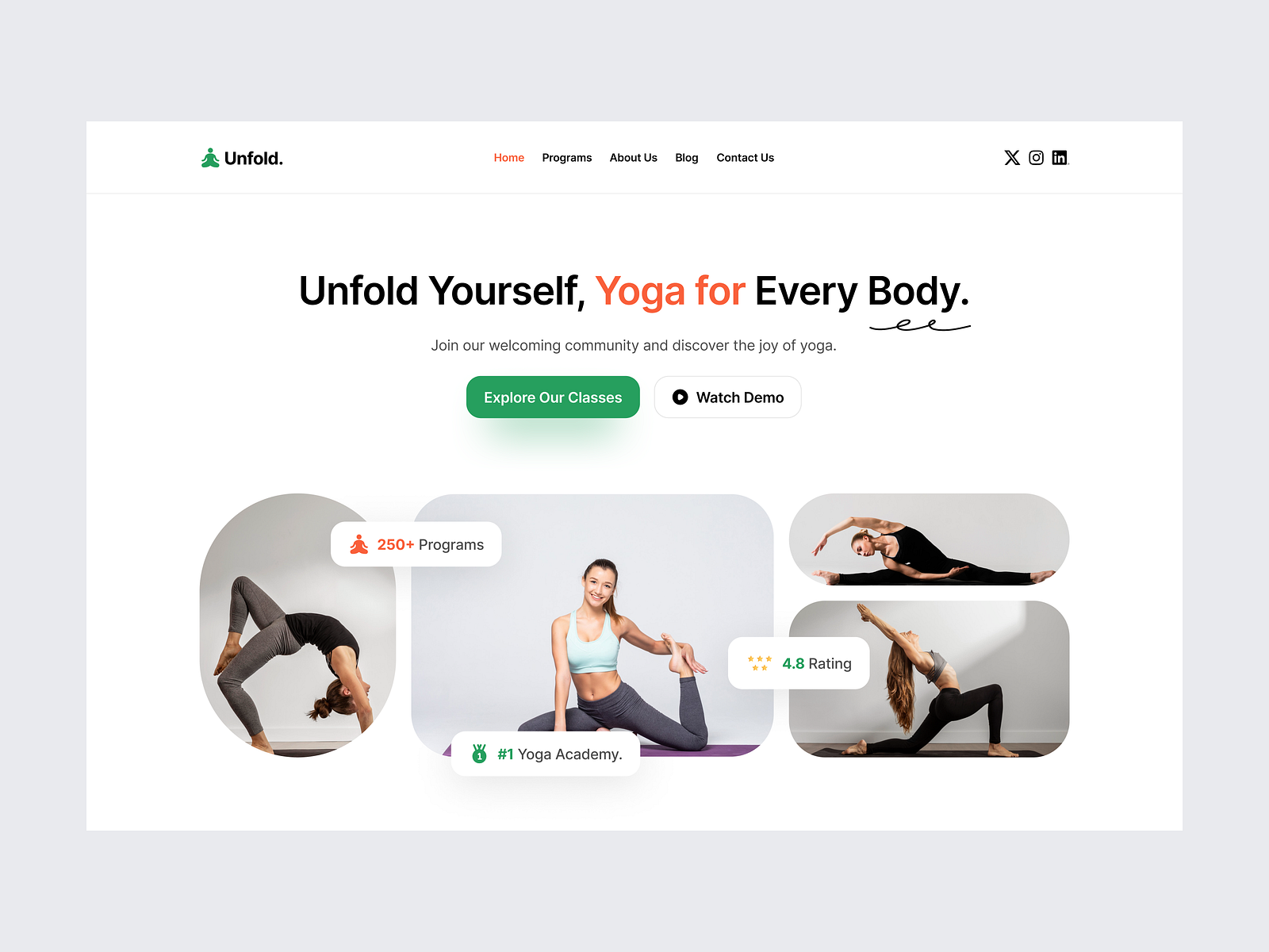 Yoga Academy Web Design by Saud Ali for Qrul Studio on Dribbble
