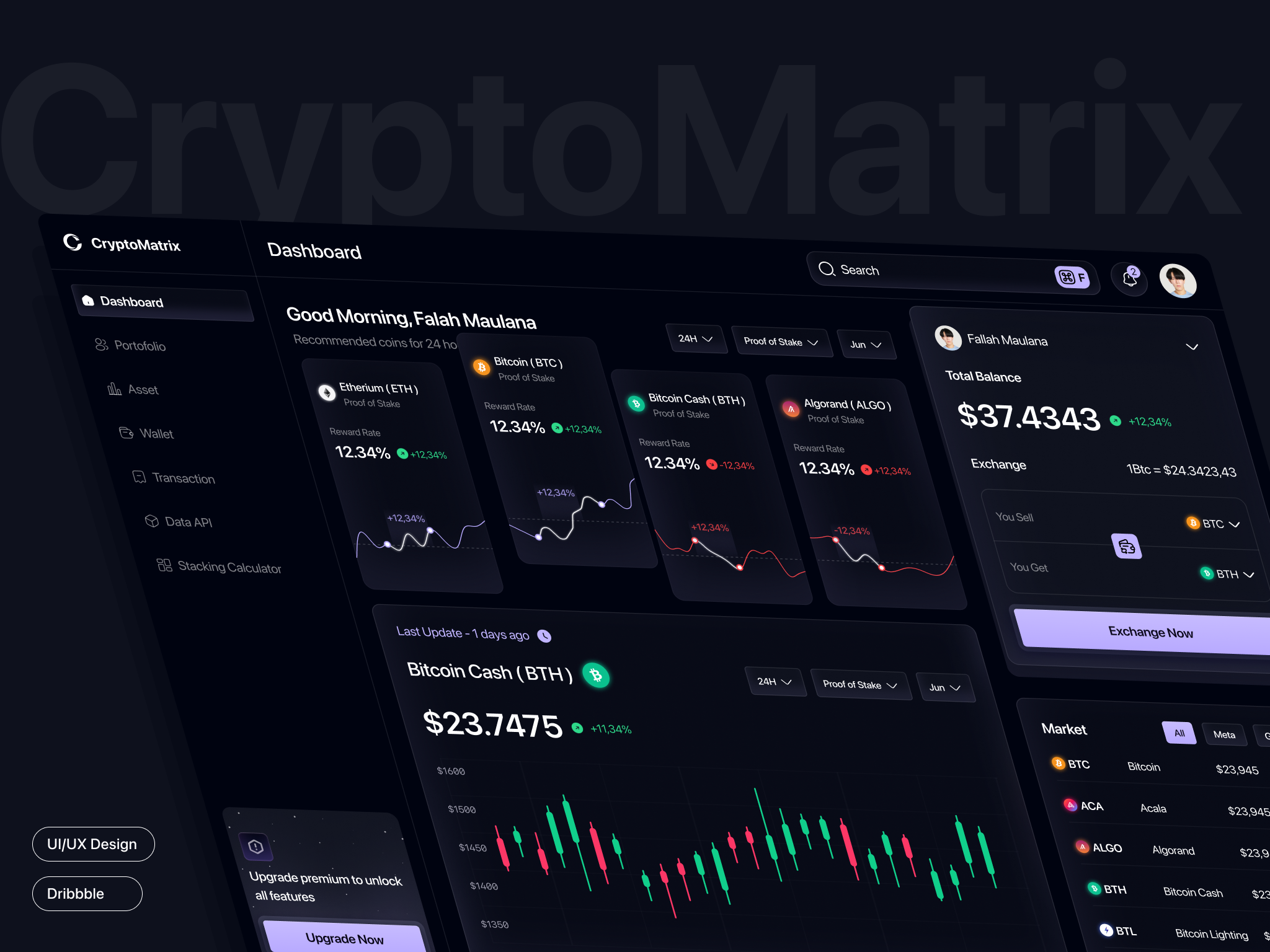 CryotoMatrix - Dashboard Crypto Wallet by Vektora UIUX for Vektora on Dribbble