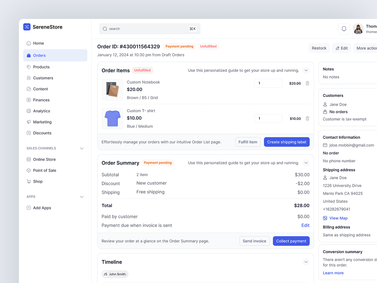 SereneStore: E-commerce platform - Order Detail Page by Antora Yeasmin (Nataliya) on Dribbble