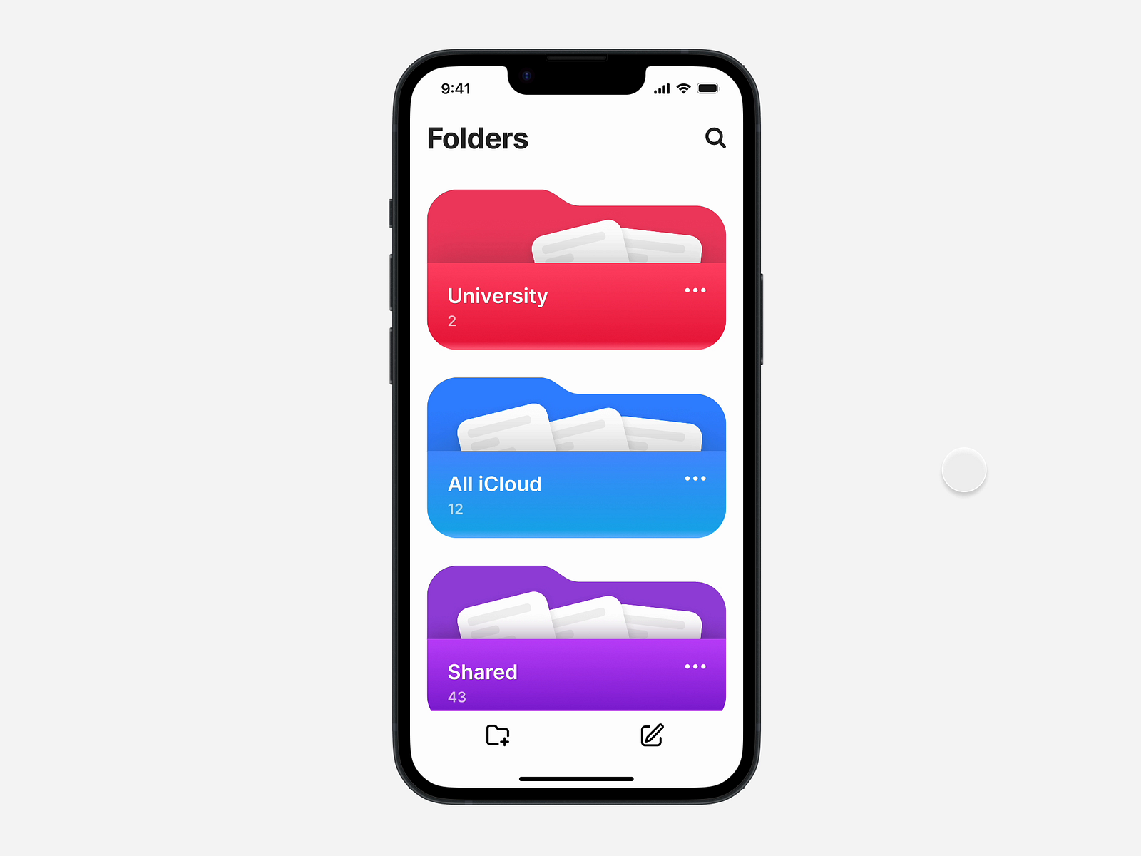 Folders in mobile app | UI animation by Daniil Bormotov on Dribbble