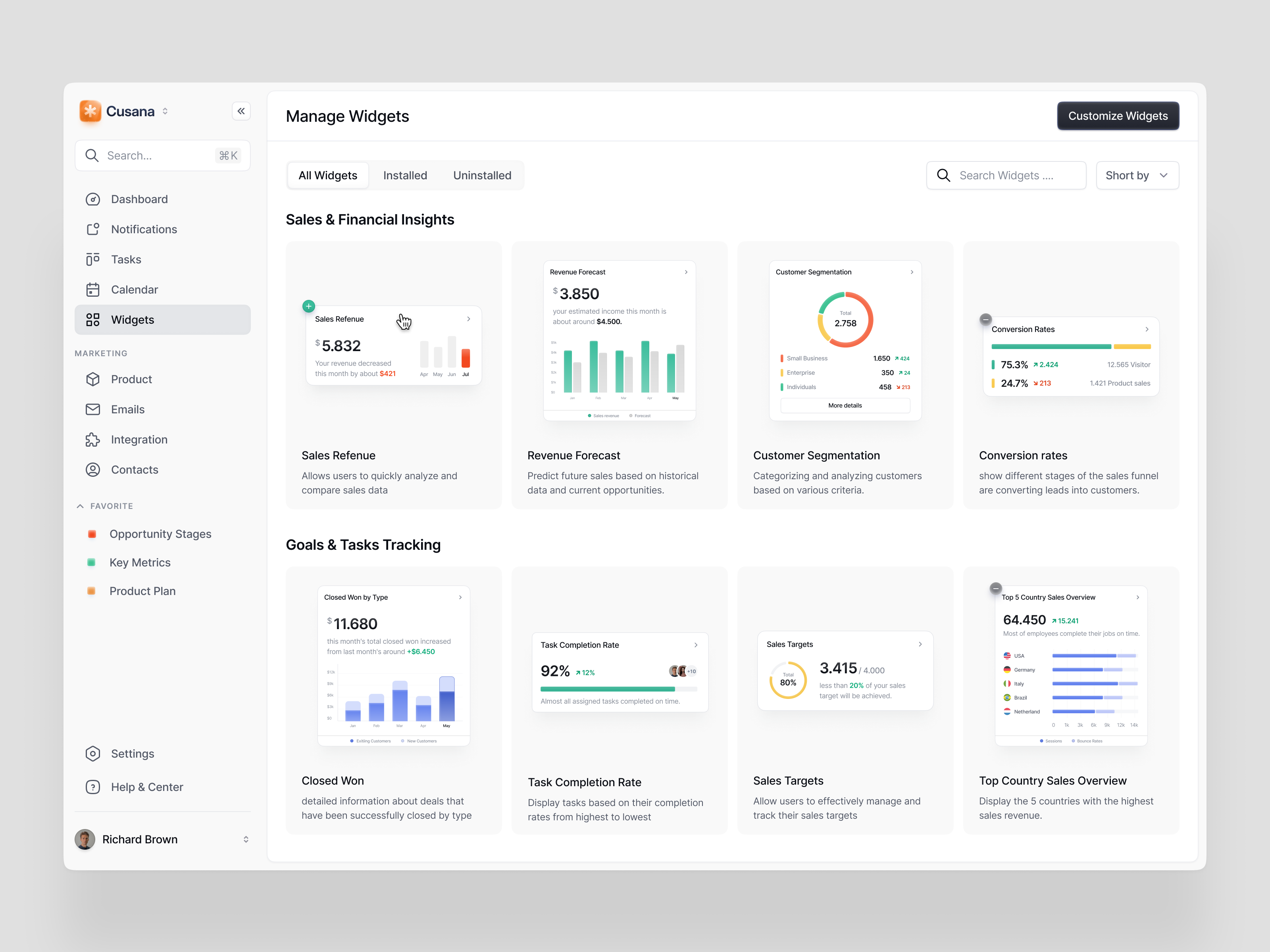Widgets Page - CRM Dashboard by Ali Husni for Enver Studio on Dribbble
