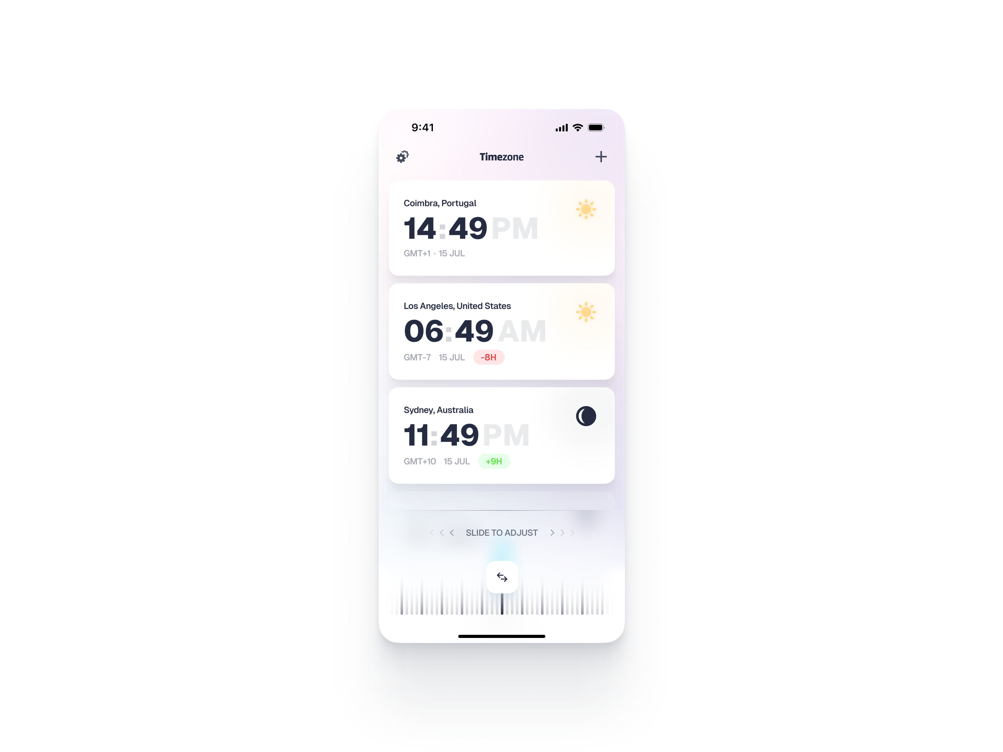 Timezone app by João Borges on Dribbble
