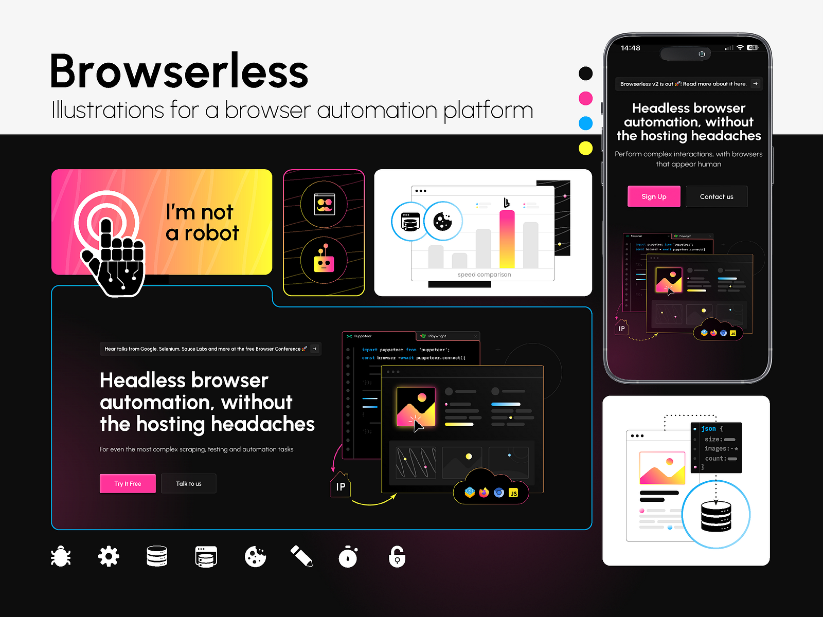 Browserless: Illustrations for a Browser Automation Platform by Olga Zapekina for The Department ...