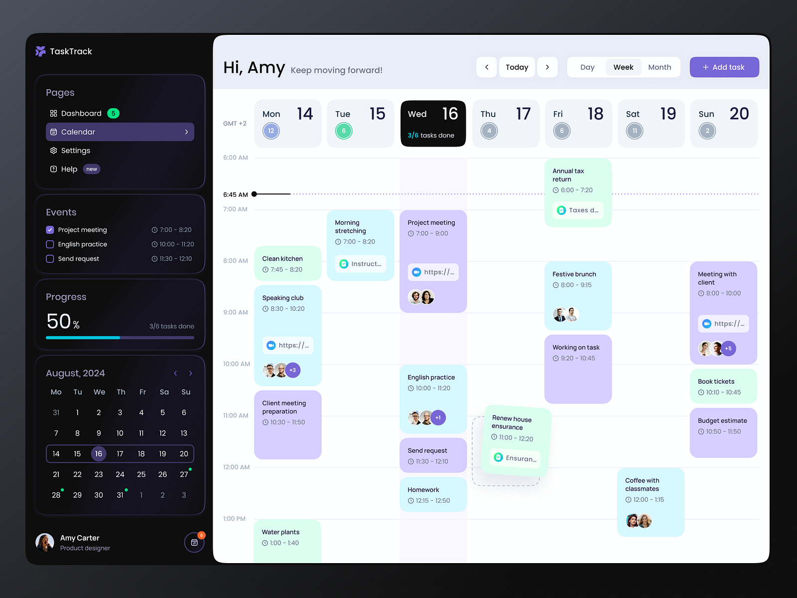 Task Management Platform Calendar by Sofiia Panchak on Dribbble