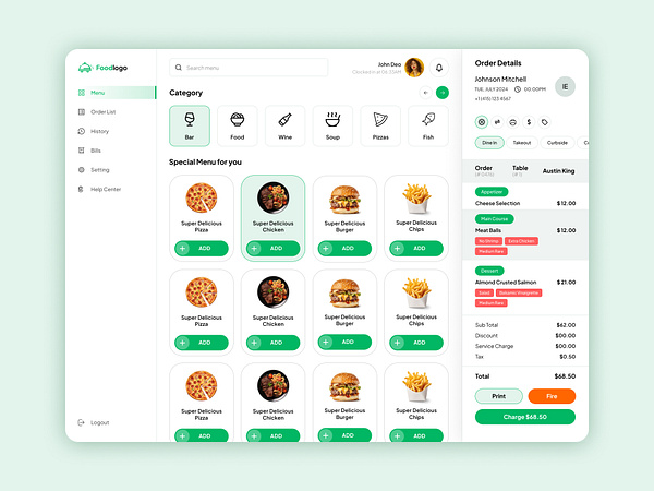 Restaurant POS System - UI UX Design by Kamlesh Chauhan on Dribbble