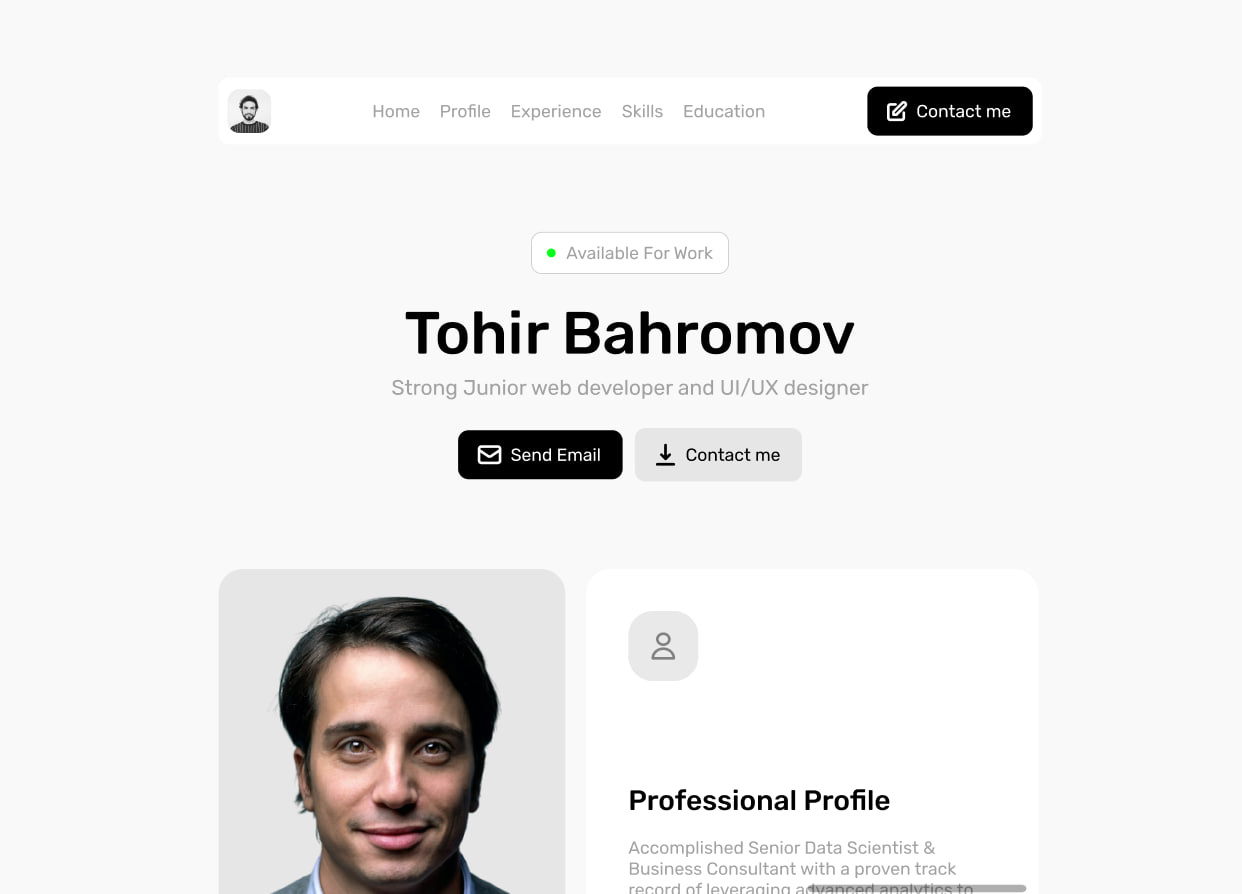 Portfolio Website design by Tohir Baxromov on Dribbble