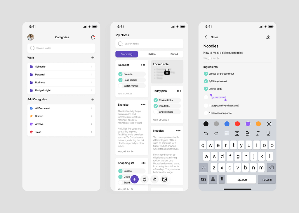 Note Mobile App by Dhania Maharani for YOSH! on Dribbble