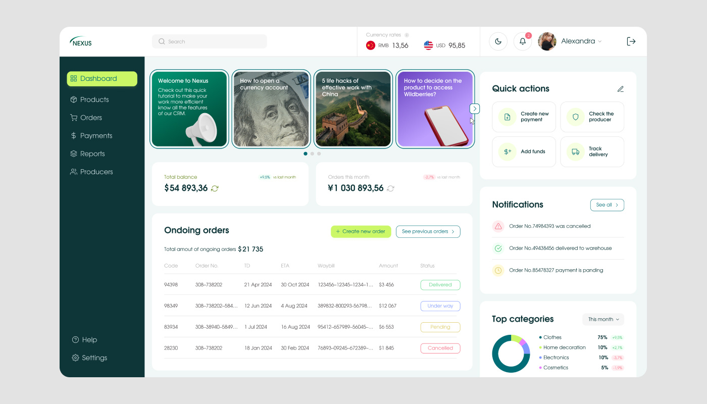 CRM System for Order Management. Dashboard UX/UI Design by Daria ...