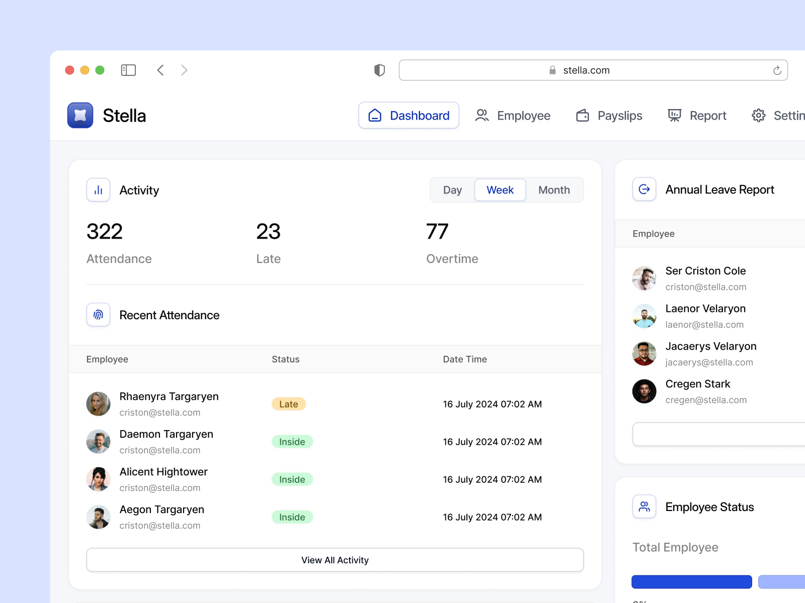 Stella - HR Management Dashboard by Arfi Maulana for Pickolab Studio on Dribbble
